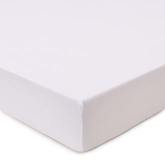 Urbanara Jersey-Spannbettlaken Samares 140x200 cm - 100% Baumwolle Steghöhe 35 cm, Made in Portugal Oeko Tex Standard 100 Spanntuch Leintuch - Weiß