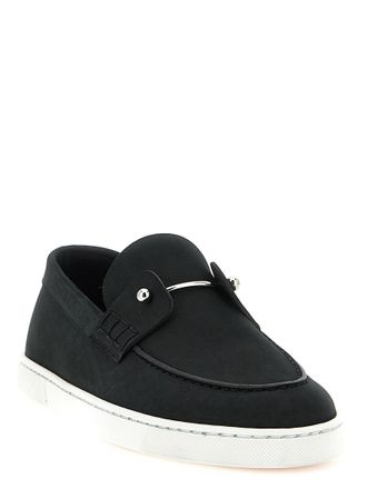 Christian Louboutin Mens Black Calfskin Slip-On Loafers