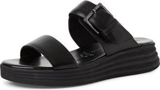 Marco Tozzi Damen Pantoletten aus Leder mit Schließe, Schwarz (Black), 38 EU