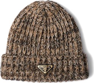 Prada bonnet en laine vierge - Marron