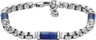 Fossil Edelstahlarmband für Herren mit Karabiner oder Faltschließe, Dunkelstes Silber