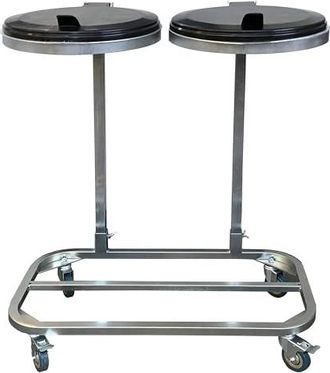 Quick Star Support &agrave; Double Sac Poubelle avec Couvercle et 4 Roulettes | Porte-sac Poubelle en M&eacute;tal 120 litres | Robuste en Acier Galvanis&eacute; | Sac Jaune 120L | C