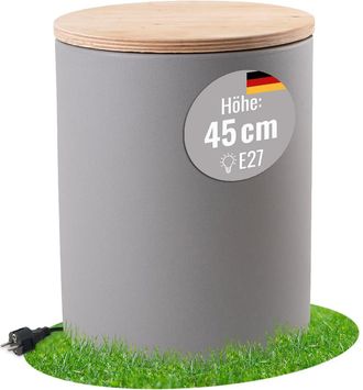 8 Seasons design Shining Drum LED-Zylinder Hocker Tisch Flaschenkühler Pflanztopf (Ø 37cm, Höhe: 45cm) Grau, E27 Fassung inkl. Leuchtmittel in warmweiß, inkl. D