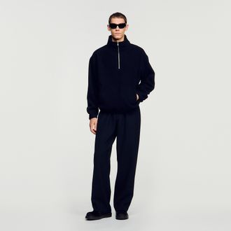 Sandro Sweatshirt mit Zip-Stehkragen