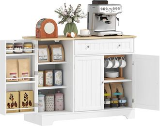 HOMCOM Buffet cuisine - HOMCOM - 3 portes, tiroir, &eacute;tag&egrave;res de porte et &eacute;tag&egrave;re r&eacute;glable - MDF - 105x40x83cm - blanc