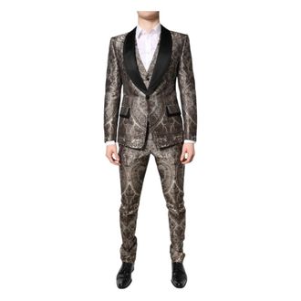 Dolce & Gabbana Multicolor Jacquard 3-teiliger Anzug - - Suits - Herren - Mehrfarbig - S