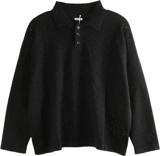 Bode Homme, Tops, Noir, Taille: L Polo Anisette en maille ajour&eacute;e