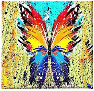 Homemania HM20KNV60x60-215 Schmetterlings-Tafel mit Tiermotiven für Wohnzimmer, Schlafzimmer, Mehrfarbig, Polyester, Holz, 60 x 3 x 60 cm