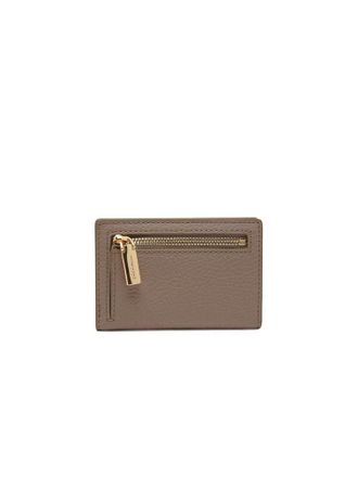 Coccinelle Grained Cowhide Card Case - Taupe