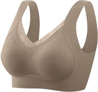 Generic Soutien-gorge 2026 pour femme avec design boutonn&eacute;, sans anneau en acier, caf&eacute;, XXL