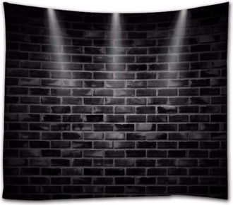 A.Monamour Wandteppiche Schwarz Lackiert Backsteinmauer Hintergründe Moderne Kunst Dekorationen Abstrakten Druck Stoff Wandbehang Wandteppich Wandbild Vorhang Wa