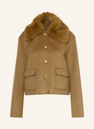 Tommy Hilfiger Kastenjacke Mit Abnehmbarem Kunstfell-Kragen braun