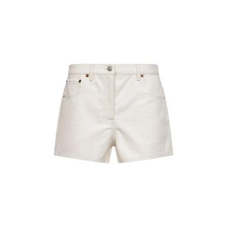 Valentino Vgold Logo Patch Denim Shorts - - Shorts - Damen - Beige - W27
