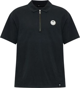 Palm Angels Polohemd aus Baumwolle mit aufgen&auml;htem Logo - - Tops - Herren - Blau - XS