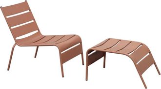 M&S Collection M&s - Fauteuil relax de jardin en m&eacute;tal avec repose pieds terracotta - baca