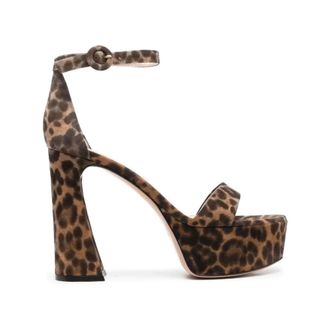 Gianvito Rossi Femme, Chaussures, Brun, Taille: 40 1/2 EU Sandales &agrave; talons hauts imprim&eacute; l&eacute;opard Holly 120 mm