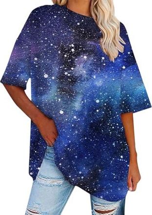 Generic Galaxy T-shirts pour femme, t-shirt d&eacute;t&eacute; basique &agrave; manches courtes, coupe ample, t-shirt d&eacute;contract&eacute;, t-shirt surdimensionn&eacute;, t-shirt de baseball, t-s