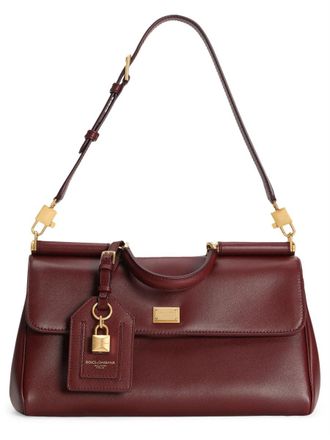 Dolce & Gabbana Womens My Sicily Handbag Bordeaux Leather Handbags Hand Bags