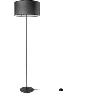 Paco Home Stehleuchte Wohnzimmer Stoffschirm Tischlampe Textil Schirm E27 Nachtlicht Schwarz(Ø38cm), Stehleuchte-Schwarz - Typ 2 - Paco Home