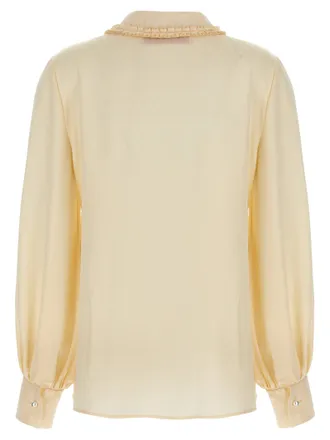 Valentino Garavani Womens Beige Silk Blouse