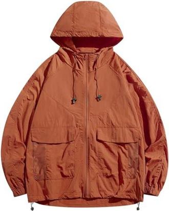 Generic Veste &agrave; capuche pour homme, l&eacute;g&egrave;re, coupe-vent, &agrave; s&eacute;chage rapide, fine, respirante, softshell, veste de cyclisme, veste de transition, manteau de plui