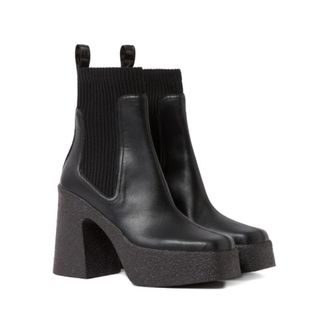 Stella McCartney Schwarze High Heel Stiefel mit seitlichen Gummieins&auml;tzen - - Shoes - Damen - Schwarzk - 40 EU