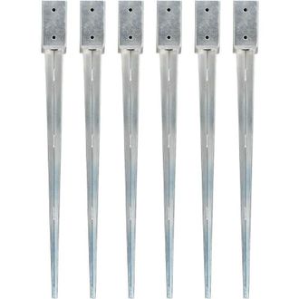 vidaXL Erdspie&szlig;e 6 Stk. Silbern 7&times;7&times;90 cm Verzinkter Stahl vidaXL