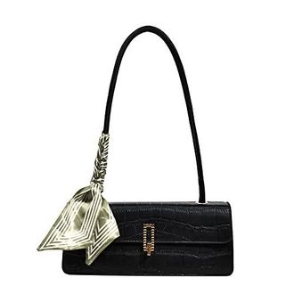 Generic Sac &agrave; bandouli&egrave;re en cuir &agrave; motif crocodile pour femme, sac &agrave; main &agrave; rabat tendance et sac &agrave; main classique, Noir, Small