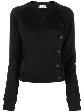 N&deg;21 Sweatshirt mit seitlichen Kn&ouml;pfen - Schwarz