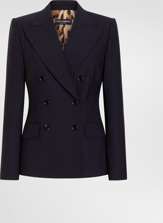 Dolce & Gabbana Jacke Turlington Aus Wolle Doppelreihig In Nadelstreifenoptik - Frau Blazer Mehrfarbig 46