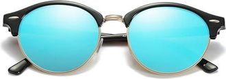 Generic Lunettes De Soleil Rondes En M&eacute;tal For Hommes Et Femmes, Style Tendance, Photo De Vacances Quotidienne(Blue)