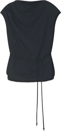 &Aacute;eron Moon draped tie-detail top - Schwarz