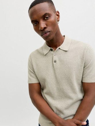 Jack & Jones Polokragenpullover JPRBLURILEY KNIT POLO SS SN Baumwolle, regular fit