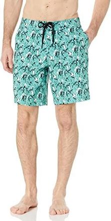 Amazon Essentials Short de Surf Homme, Vert Turquoise Feuilles Tropicales, XXL