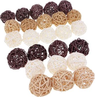 P Prettyia 25X Rattankugeln Rattan Kugeln Dekokugeln Rattan Ball Hochzeit Party Aufh&auml;ngen Dekoration
