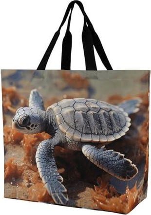 Generic Tortue Marine Coup&eacute;e Sac A Main Femmes R&eacute;utilisable Sacs De Courses L&eacute;ger Sac Fourre-Tout Pour Plage Voyage Universit&eacute;