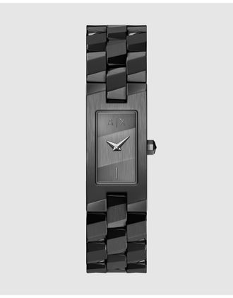 A|X Armani Exchange Zweizeigeruhr aus schwarzem Edelstahl in Schwarz