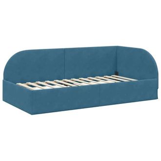 vidaXL Cadre de lit dangle avec tête de lit Bleu 90 cm x 200 cm tissu vidaXL