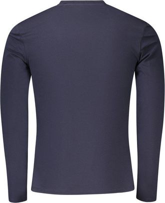 Guess T-Shirt Herren Langarmshirt Blau: Slim Fit, V-Ausschnitt