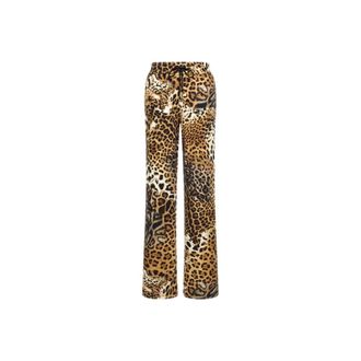Roberto Cavalli Pantalon &agrave; cordon de serrage imprim&eacute; l&eacute;opard - Femme - Pantalons - Brun - Taille: 40 FR