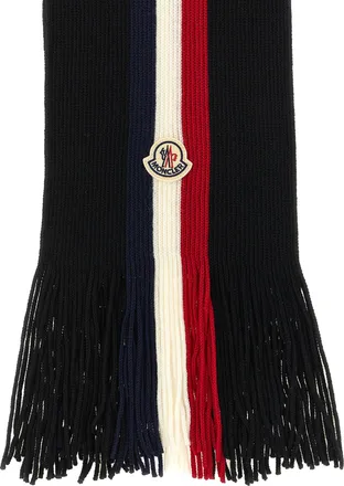 Moncler Tricolor Virgin Wool Scarf - Black