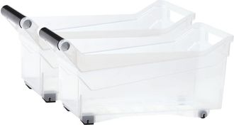 Kreher Rollbox, Aufbewahrungsbox, Sortierbox in Transparent, mit Griff in verschiedenen Größen (S, 2)