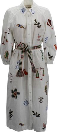 Alemais Femme, Robes, Blanc, Taille: 34 FR Robe Chemise Midi