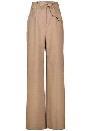 Max Mara Damen Bundfaltenhose aus Wolle mit Bindeg&uuml;rtel