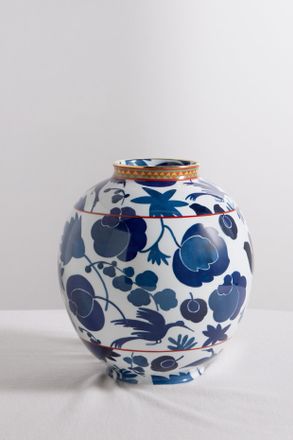 La DoubleJ Vase En Porcelaine Peinte Et Plaquée Or Big Bubble - Bleu