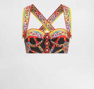 Dolce & Gabbana Top Aus Popeline Mit Carretto-print - Frau Blusen Und Tops Mehrfarbig 36