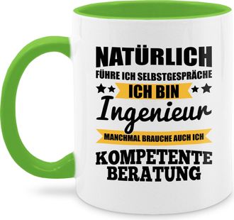 Shirtracer Tasse Tassen 325ml - Job & Beruf Geschenk - Natürlich führe ich Selbstgespräche ich bin Ingenieur - 325 ml - Hellgrün - selbstgespräch sprüche arbeit 