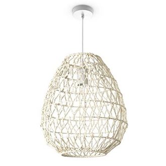 Paco Home Suspension Bambou Lampe Salle À Manger Lampe En Osier Suspendue Papier Osier Boho Nature Bar E27, Type de lampe:Lampe à suspension - Type 2, Couleur:C