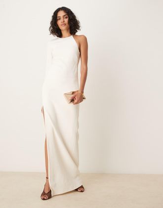 Mango Robe longue et asym&eacute;trique de qualit&eacute; sup&eacute;rieure avec fente lat&eacute;rale - Blanc