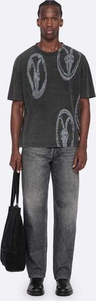 AllSaints Rammy Kurzarmshirt mit Rundhalsausschnitt in verwaschenem Schwarz